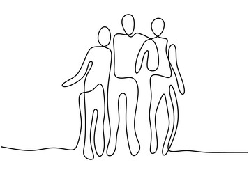 Continuous line drawing of family standing Vector Image