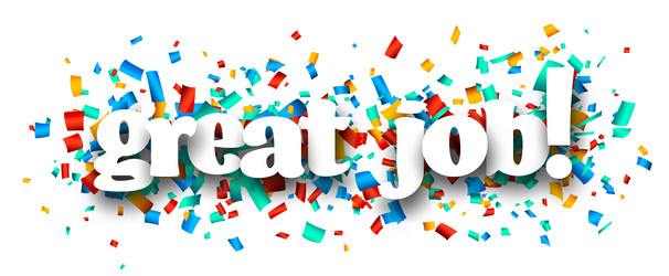 Great job sign on cut ribbon confetti background Vector Image