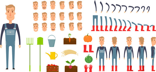 Farmer character creation set icons Royalty Free Vector