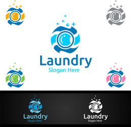 Laundry dry cleaners logo with clothes water Vector Image