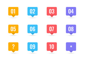 Colorful numbers set number pointer Royalty Free Vector