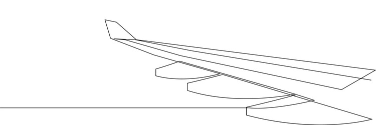 One line flying airplane minimal Royalty Free Vector Image