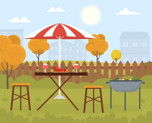 Barbecue grill cartoon bbq charcoal cookout Vector Image