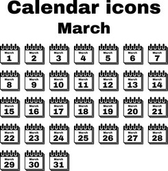 Calendar icon march symbol flat Royalty Free Vector Image