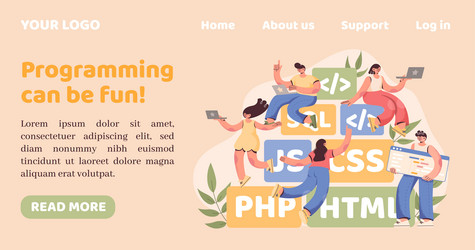 Web design landing page developer programming Vector Image