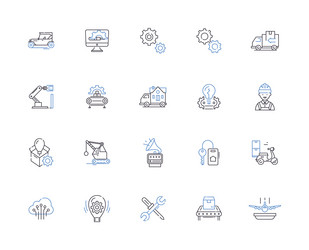 Mechanics outline icons collection Royalty Free Vector Image