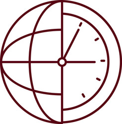 Half clock and global sphere icon line Royalty Free Vector