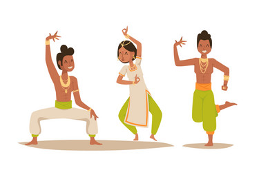Indian woman man dancing isolated dancers Vector Image
