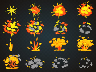 Cartoon motion explosions animated explosion shot Vector Image