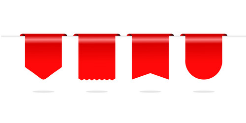 Blank red pennant flag mockup banner hanging Vector Image