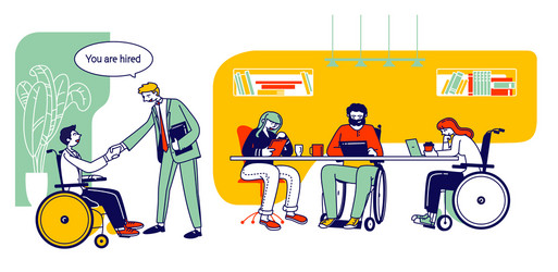 One line drawing of disabled man in wheelchair Vector Image