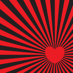 Red heart radiating rays Royalty Free Vector Image