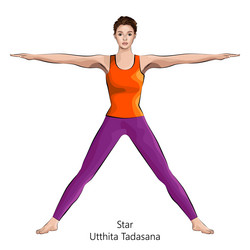 Star pose or utthita tadasana sketch Royalty Free Vector