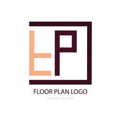 Letter fp floor plan logo Royalty Free Vector Image