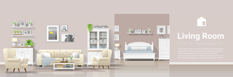 Interior background with living room and bedroom Vector Image
