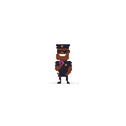 Policeman pixel game style cop Royalty Free Vector Image