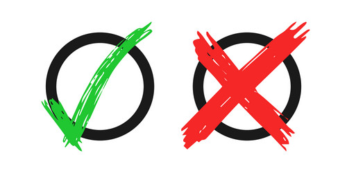 Hand drawn check and cross sign elements Vector Image