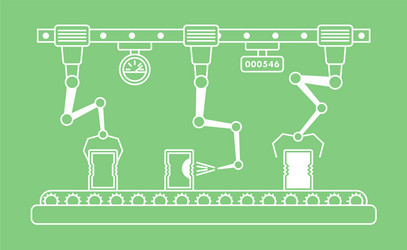 Thin line style assembly line Royalty Free Vector Image