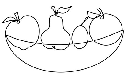 Abstract fruits one line drawing design Royalty Free Vector