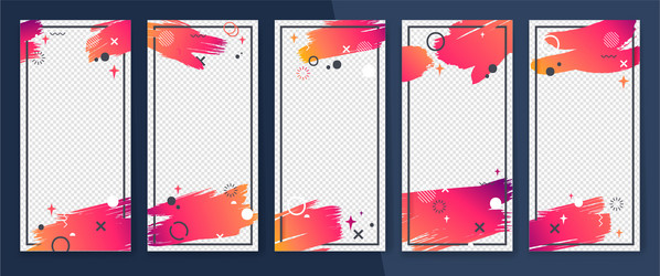 Social media story frame set colorful template Vector Image