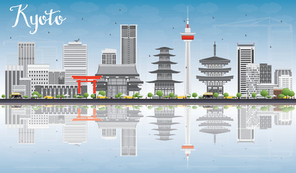 Kyoto japan city skyline with gray buildings Vector Image