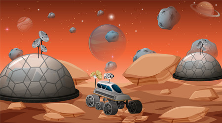 Alien in space scene Royalty Free Vector Image