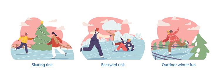 Children gleefully gliding on glistening ice rinks