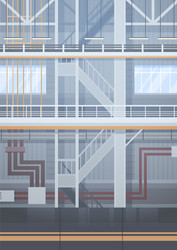 Empty factory conveyor automatic assembly line Vector Image