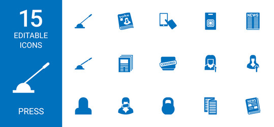 7 press icons Royalty Free Vector Image - VectorStock