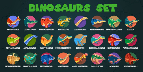 Prehistoric dinosaurs and cartoon lizards species Vector Image