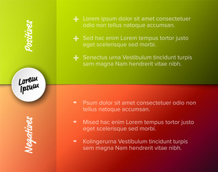 Pros and cons compare template table Royalty Free Vector