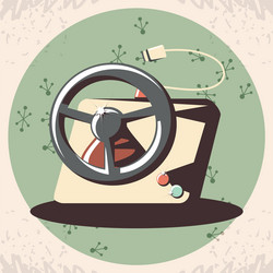 Retro video game console with car wheel Royalty Free Vector
