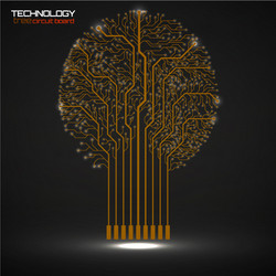 Abstract tree of circuit board neon technology Vector Image