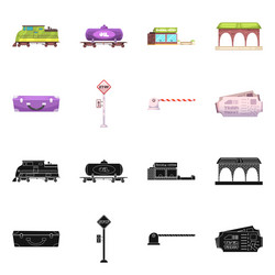Design of train and station sign Royalty Free Vector Image