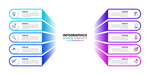 Infographic template 10 steps connected Royalty Free Vector