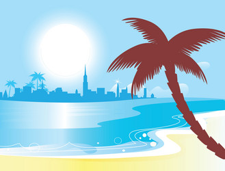 Empty beach scene with blank sky in cartoon style Vector Image