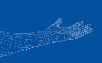 Wireframe hand gestures grabbing gesture open Vector Image