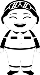Asian airplane pilot cartoon character Royalty Free Vector
