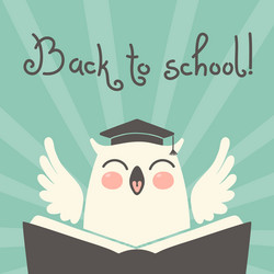Welcome back to school card with an owl Royalty Free Vector