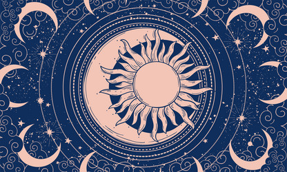 Tarot sun and crescent moon with stars astrology Vector Image