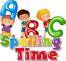 Font design for word spelling time with boy Vector Image