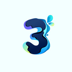 3 logo number three with sound wave flow vibrant Vector Image
