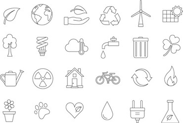 Doodles ecology and environment icons set Vector Image