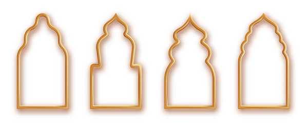 Realistic arabic golden 3d frames oriental Vector Image