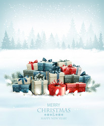 Christmas winter background with presents Vector Image