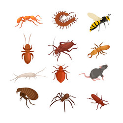 Insects icons flat set Royalty Free Vector Image