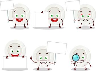 White plate cartoon character with various types Vector Image