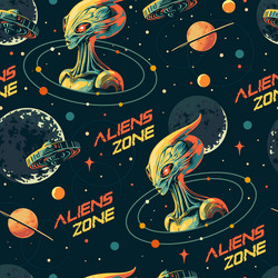 Alien zone vintage poster colorful Royalty Free Vector Image