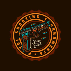 Emblem with the image of a gun and bullets Vector Image