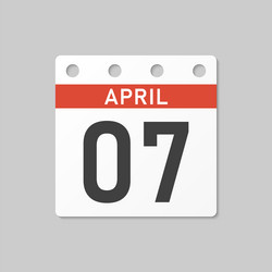 Icon page calendar day - 7 april Royalty Free Vector Image